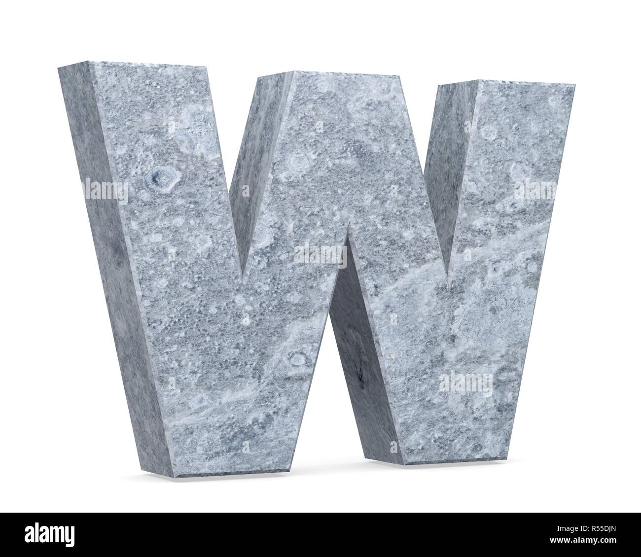 Concrete Capital Letter - W isolated on white background . 3D render ...