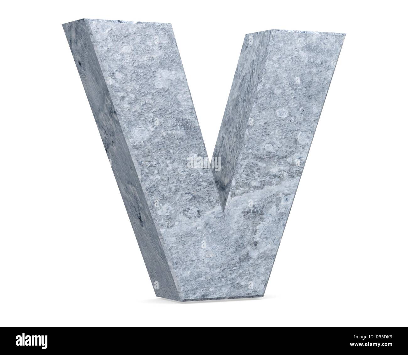 Concrete Capital Letter - V isolated on white background . 3D render ...