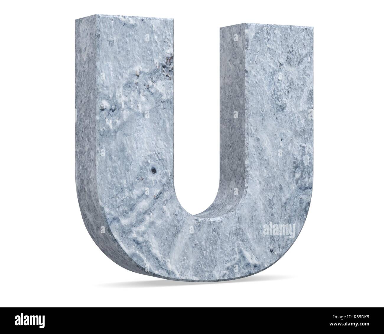 Concrete Capital Letter - U isolated on white background . 3D render ...