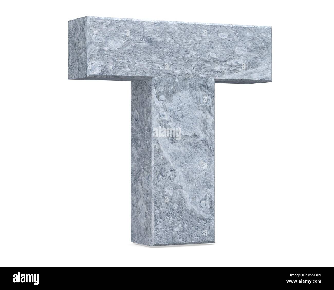 Concrete Capital Letter - T isolated on white background . 3D render ...
