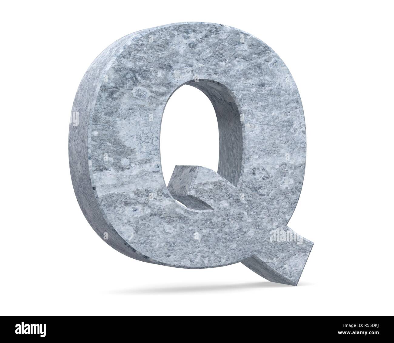 Concrete Capital Letter - Q isolated on white background . 3D render ...