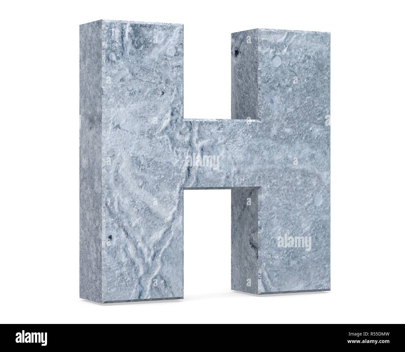 Concrete Capital Letter - H isolated on white background . 3D render ...
