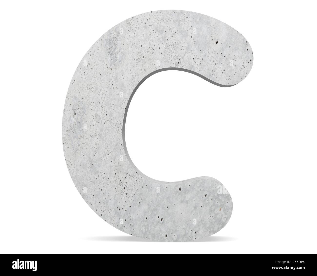 Concrete Capital Letter - C isolated on white background . 3D render ...