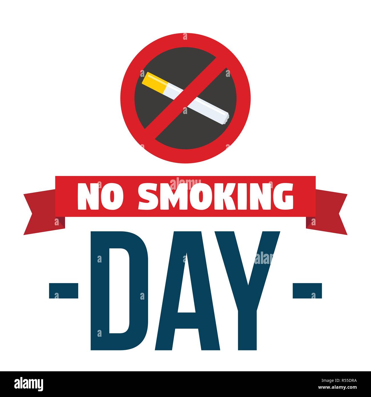 No smoke day concept background. Flat illustration of no smoke day ...