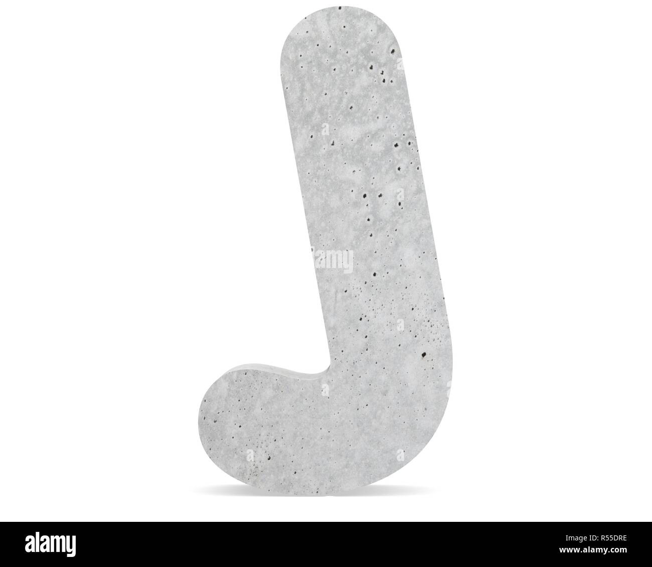 Concrete Capital Letter - J isolated on white background . 3D render ...