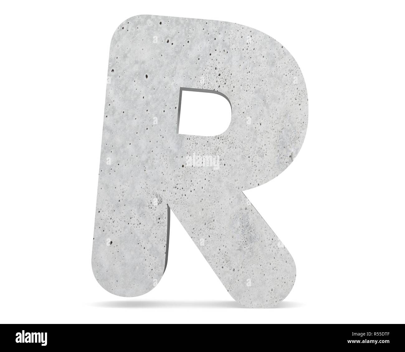 Concrete Capital Letter - R isolated on white background . 3D render ...