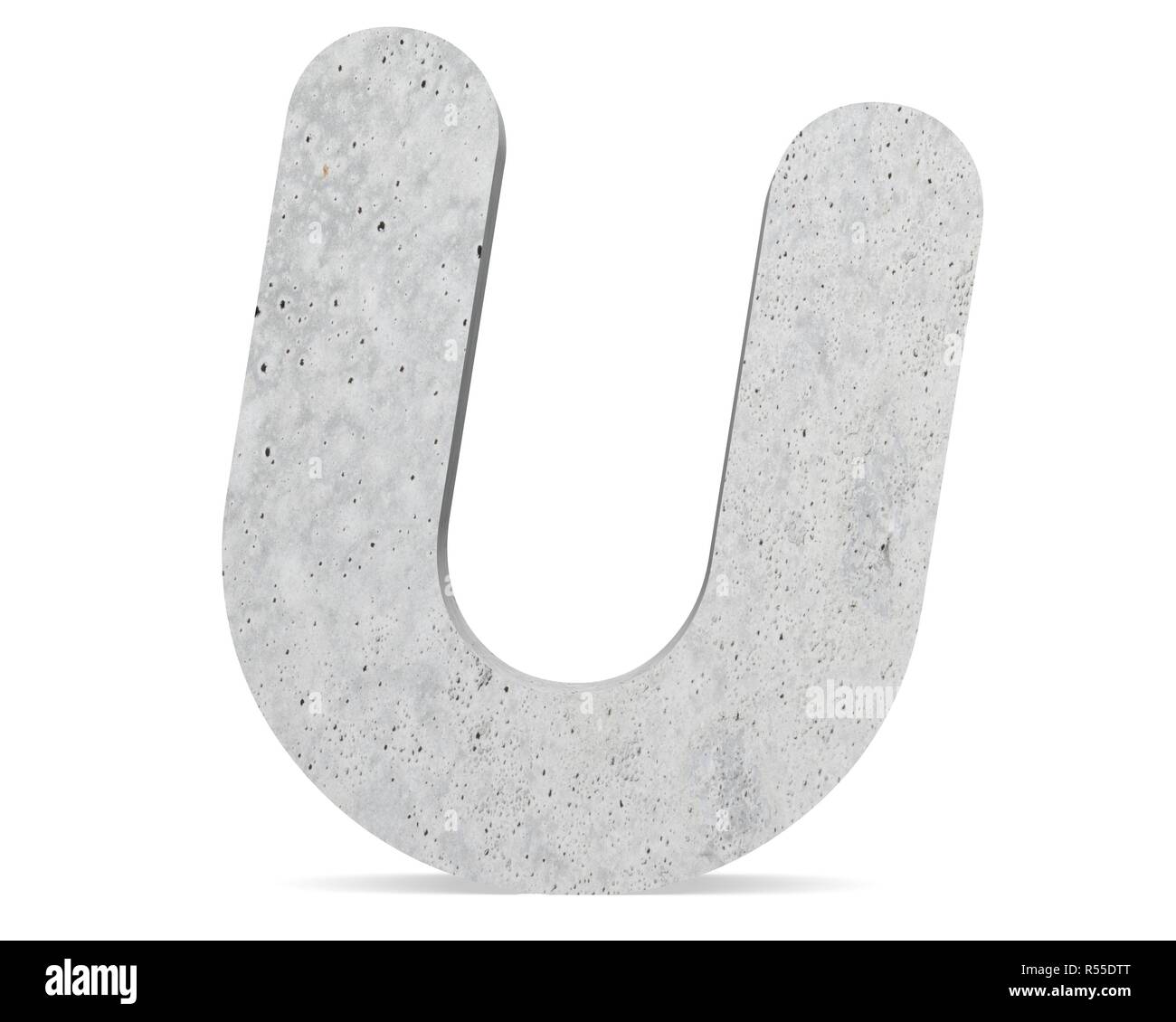 Concrete Capital Letter - U isolated on white background . 3D render ...