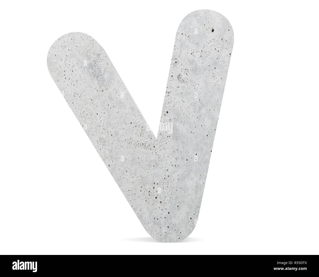 Concrete Capital Letter - V isolated on white background . 3D render ...