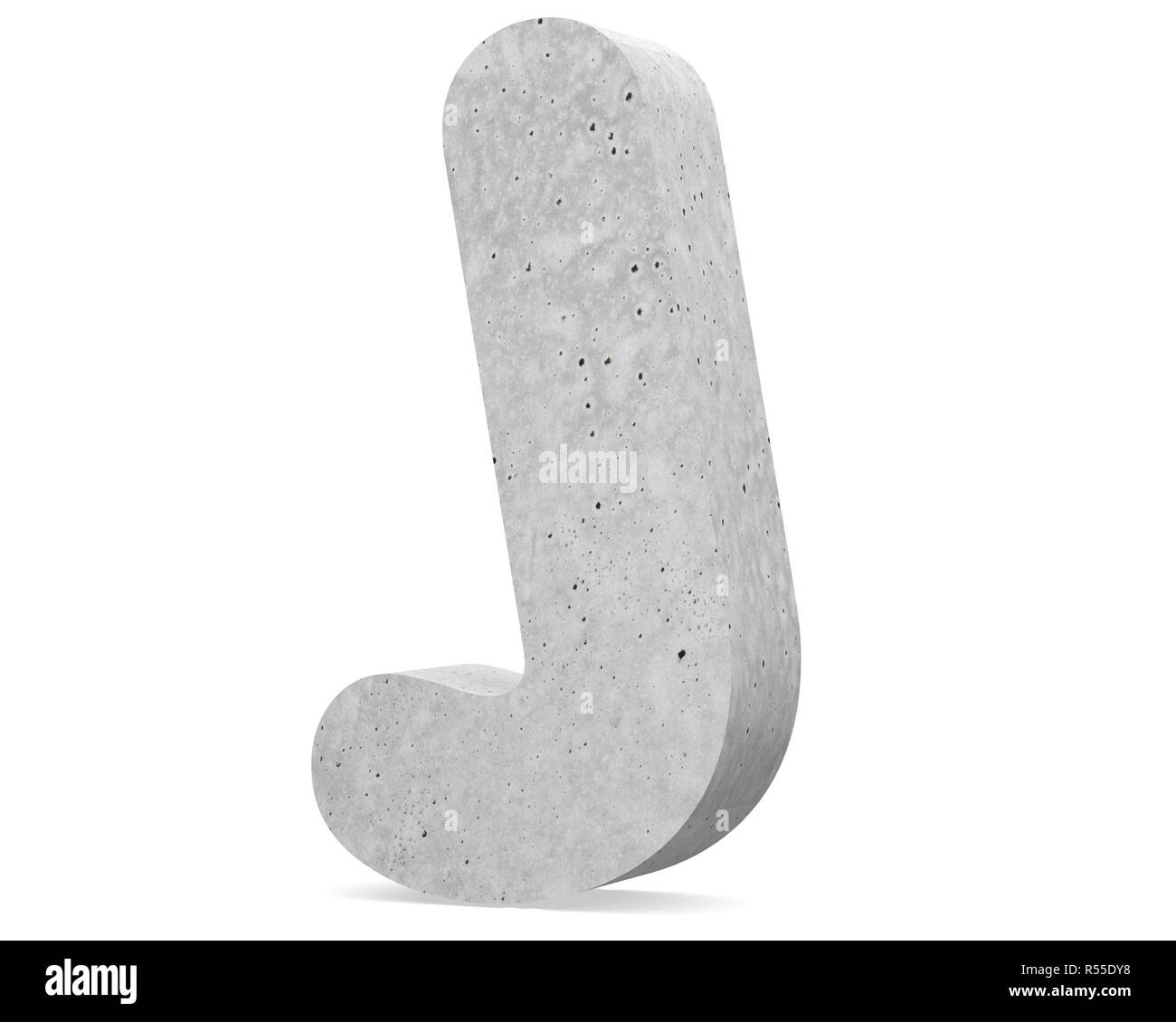 Concrete Capital Letter - J isolated on white background . 3D render ...