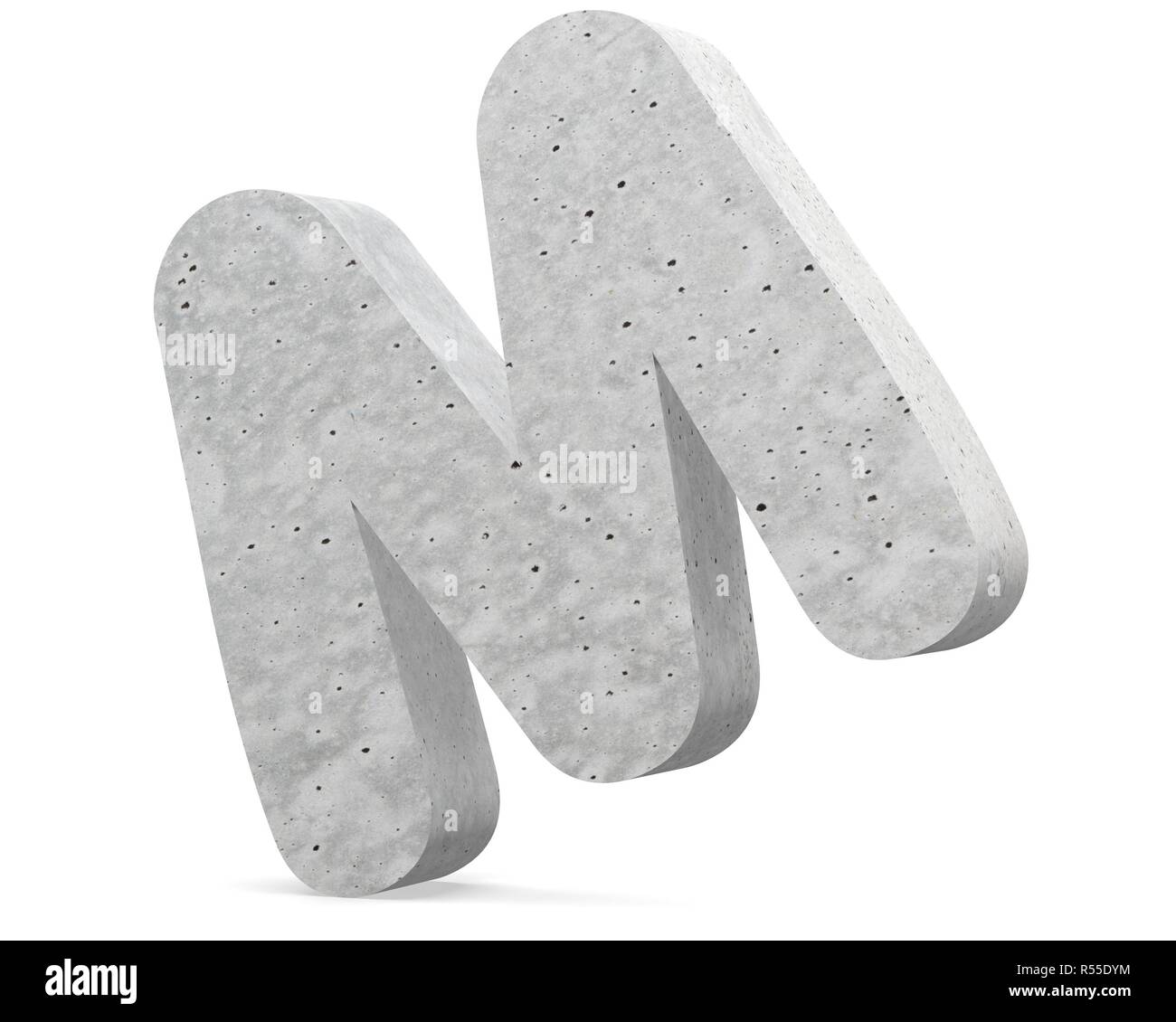Concrete Capital Letter - M isolated on white background . 3D render ...