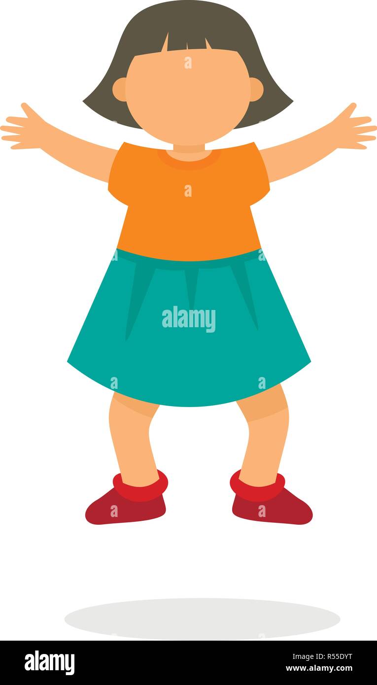 Kid girl jump icon. Flat illustration of kid girl jump vector icon for ...