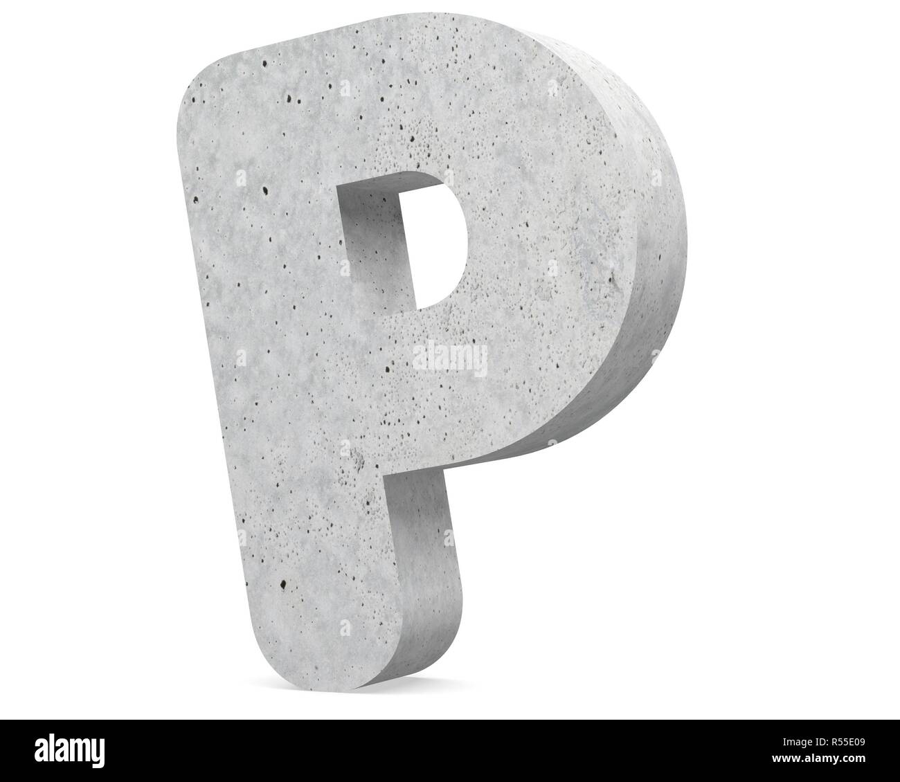Concrete Capital Letter - P isolated on white background . 3D render ...