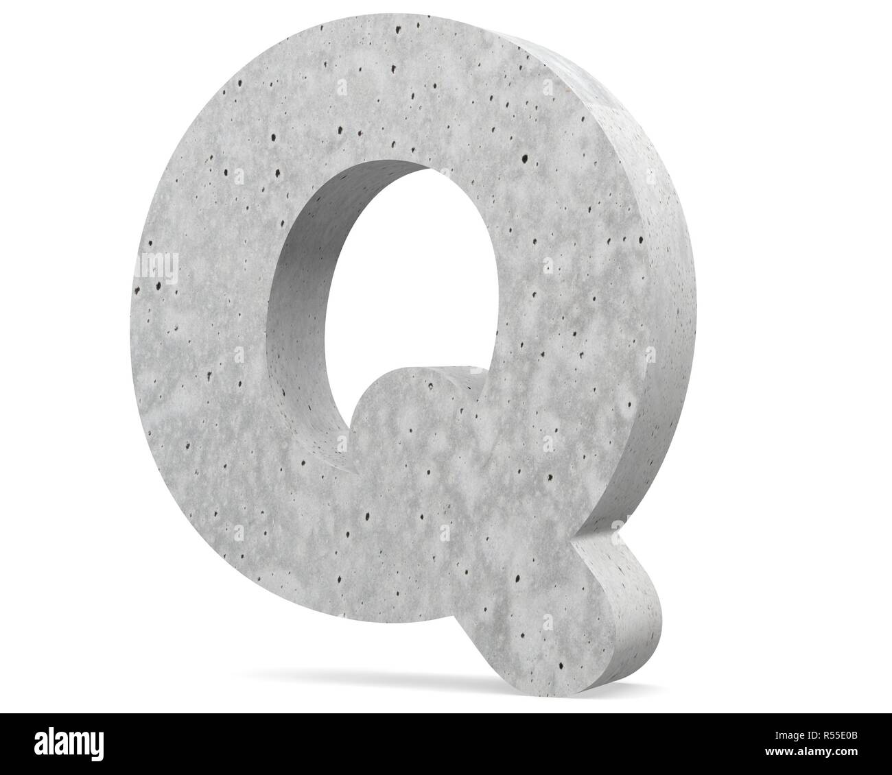 Concrete Capital Letter - Q isolated on white background . 3D render ...