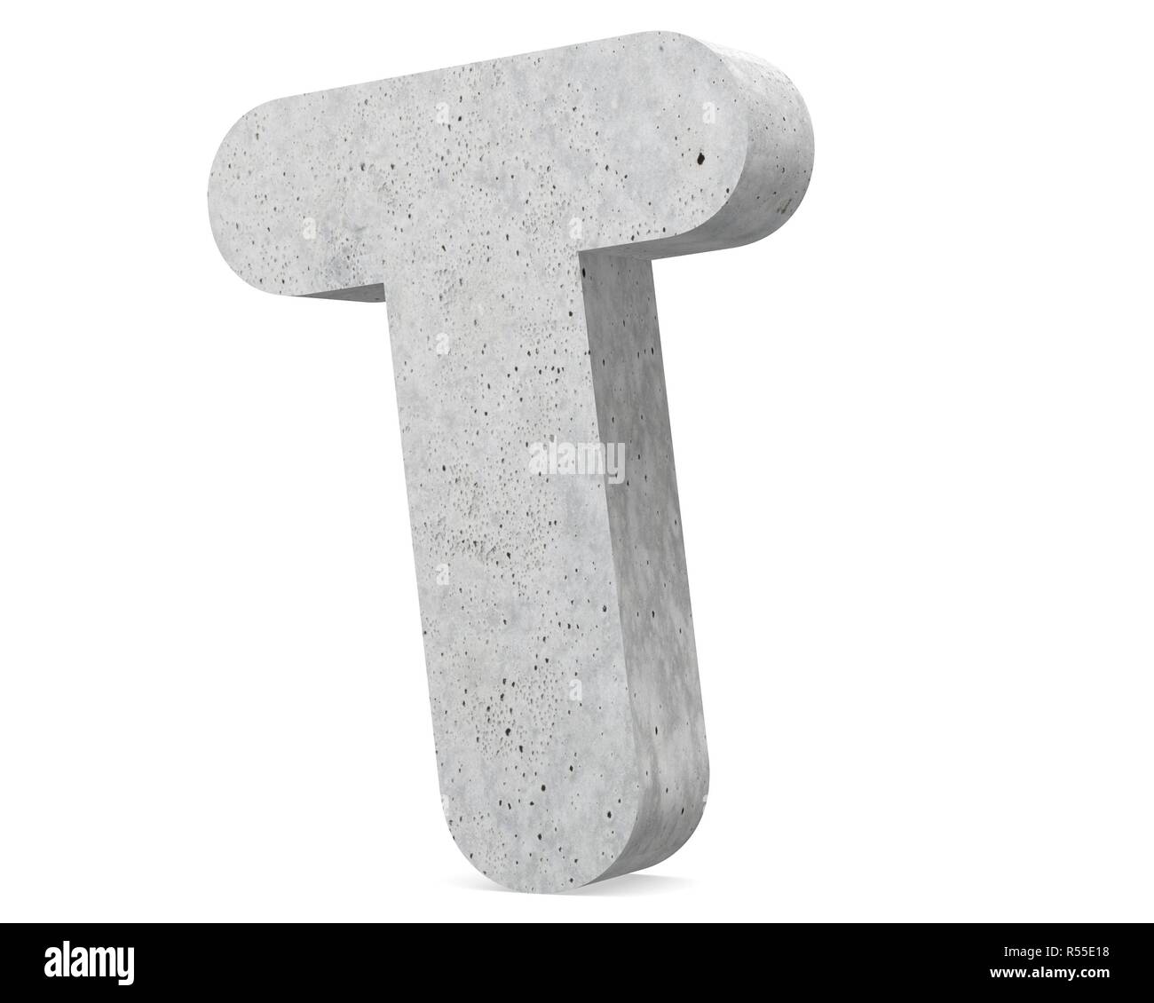 Concrete Capital Letter - T isolated on white background . 3D render ...