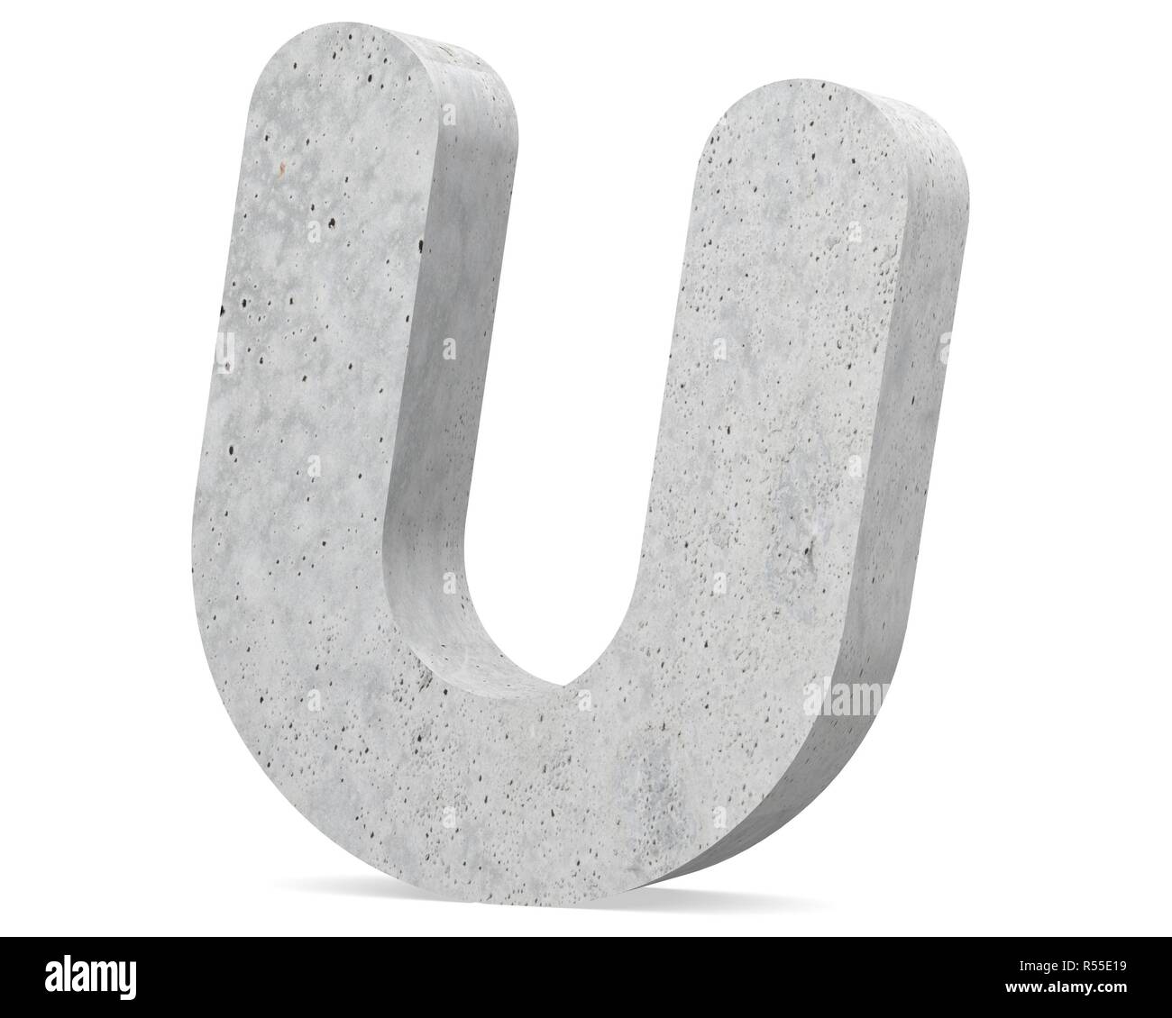 Concrete Capital Letter - U isolated on white background . 3D render ...