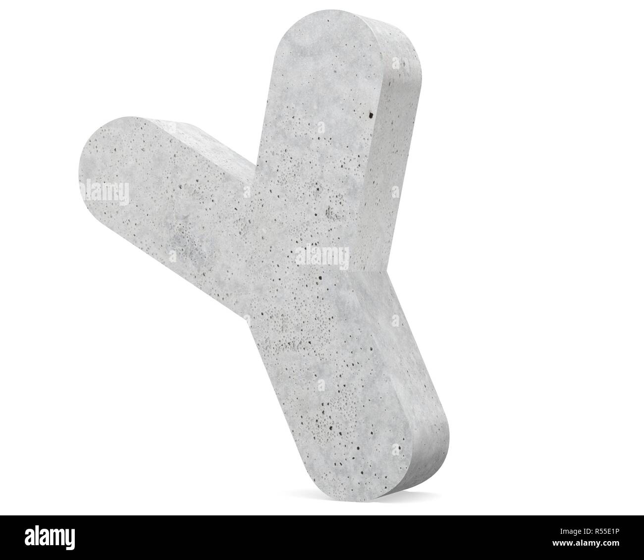 Concrete Capital Letter - Y isolated on white background . 3D render ...