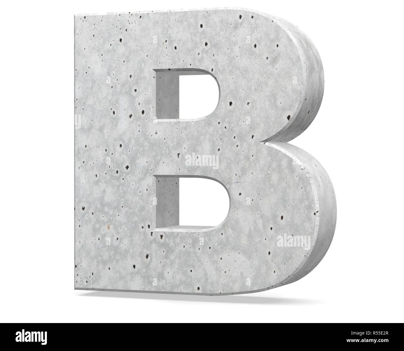 Concrete Capital Letter - B isolated on white background . 3D render ...