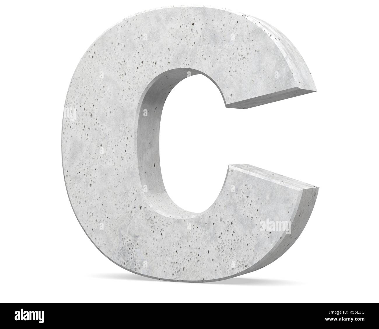 Concrete Capital Letter - C isolated on white background . 3D render ...