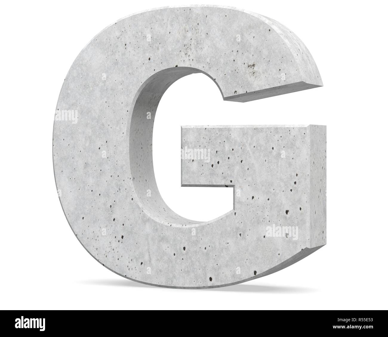 Concrete Capital Letter - G isolated on white background . 3D render ...