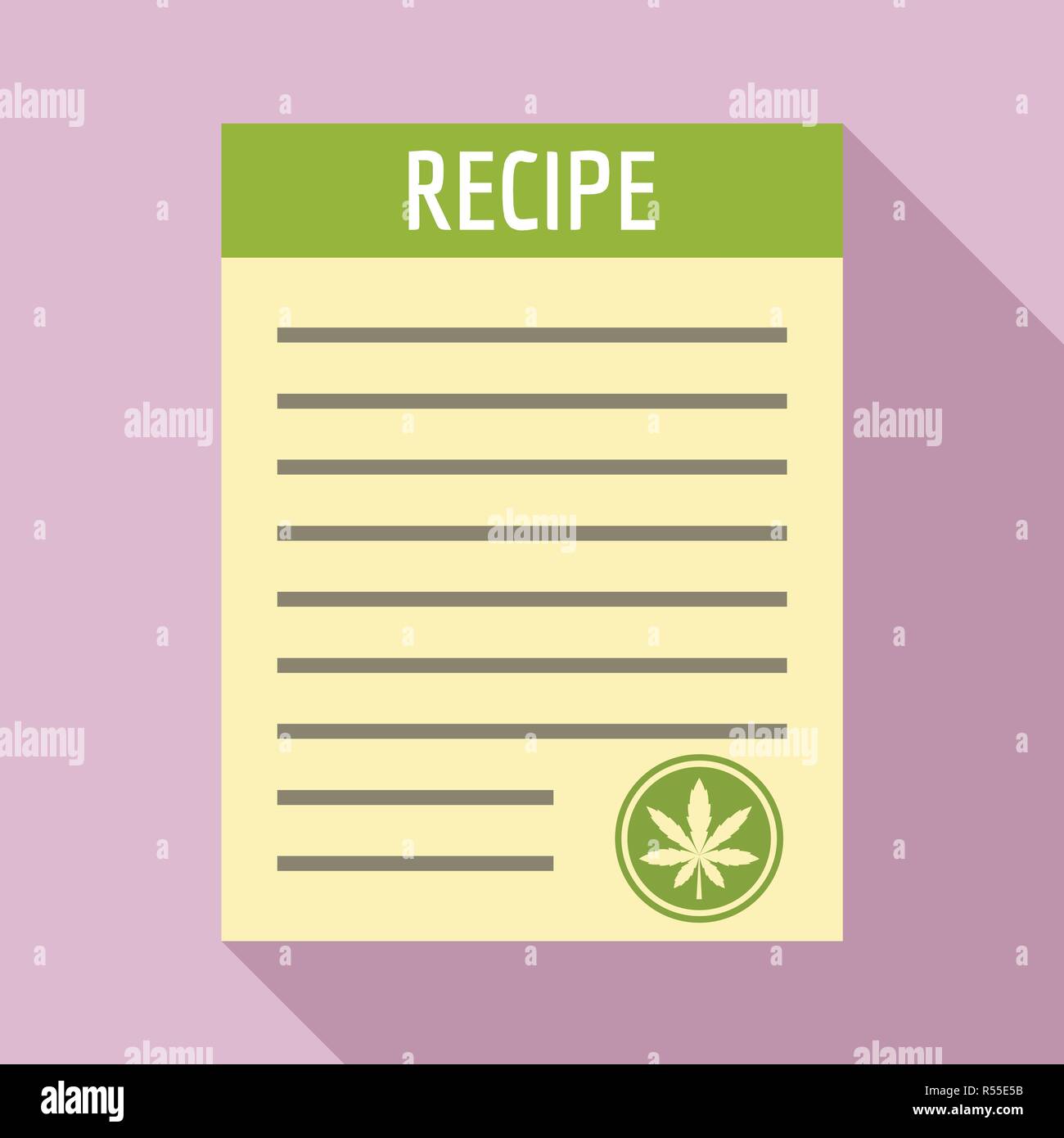 Recipe marijuana paper icon. Flat illustration of recipe marijuana ...