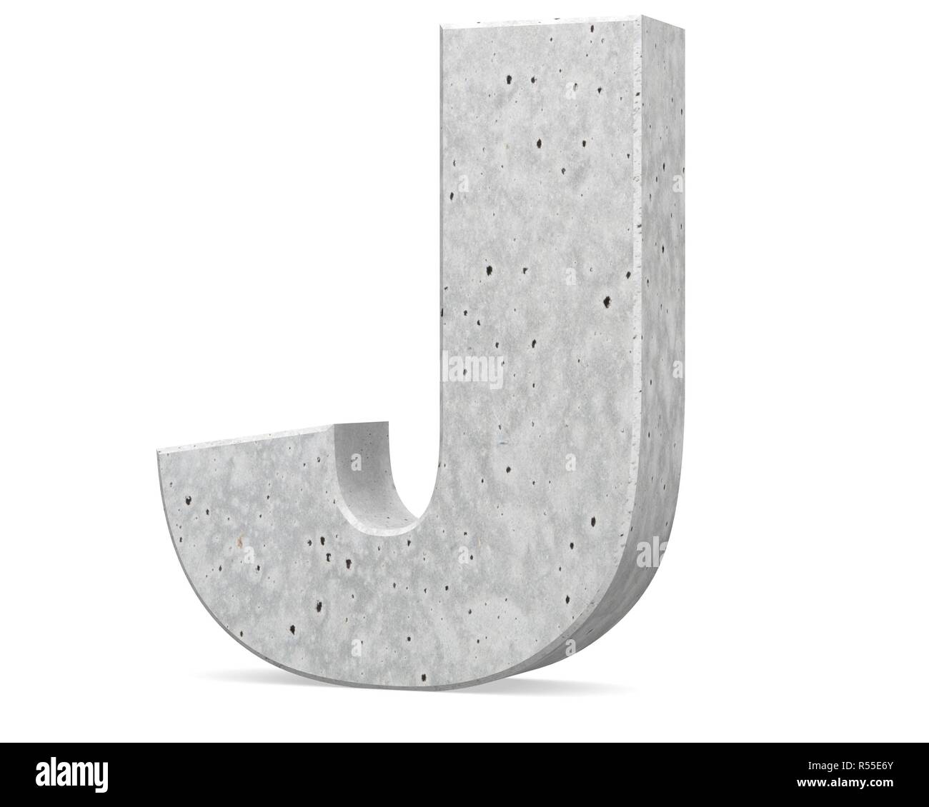 Concrete Capital Letter - J isolated on white background . 3D render ...
