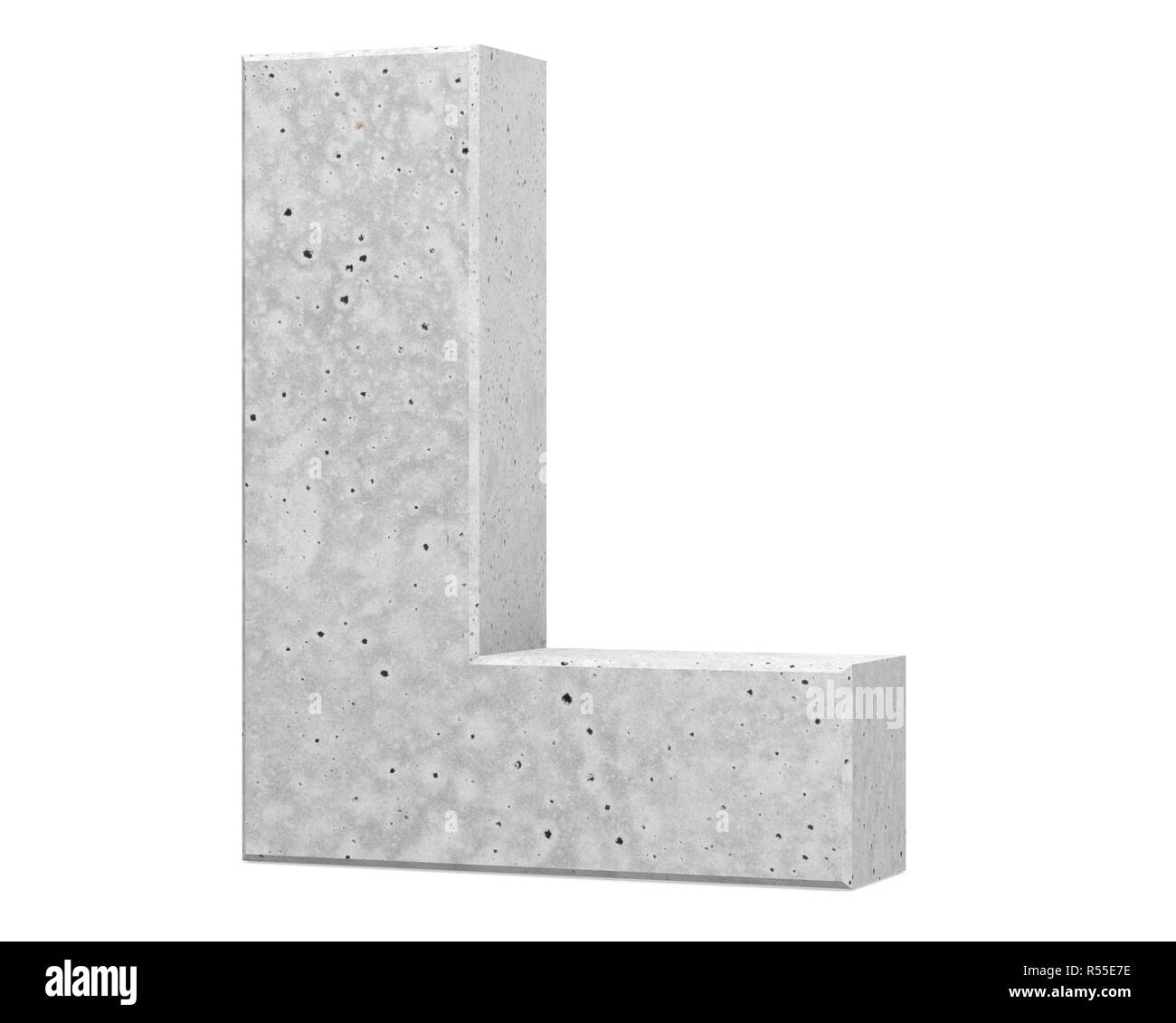 Concrete Capital Letter - L isolated on white background . 3D render ...