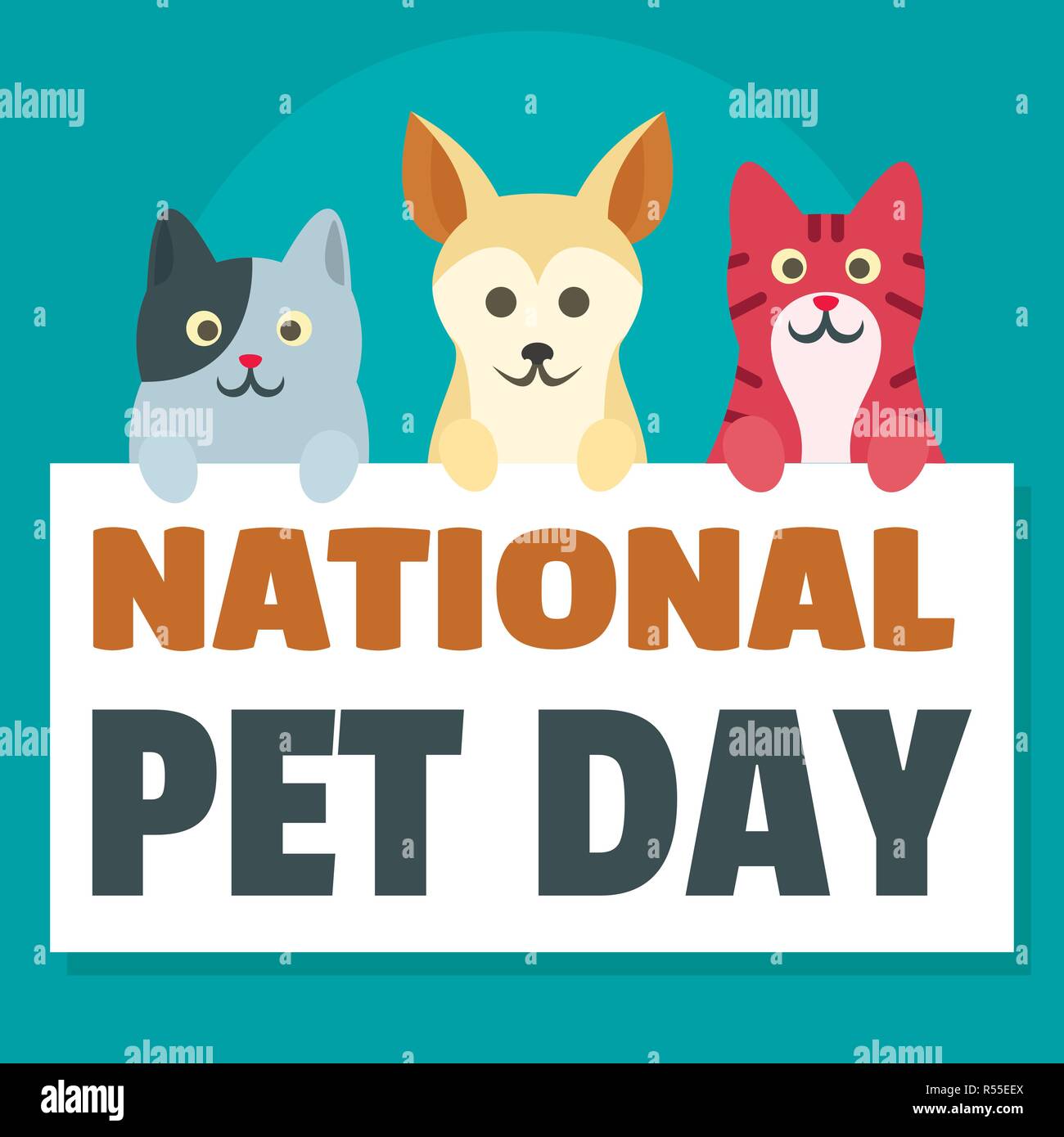 National pet day concept background. Flat illustration of national pet ...