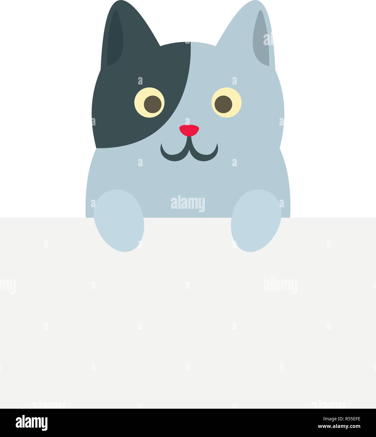 Cute grey cat icon. Flat illustration of cute grey cat vector icon for ...