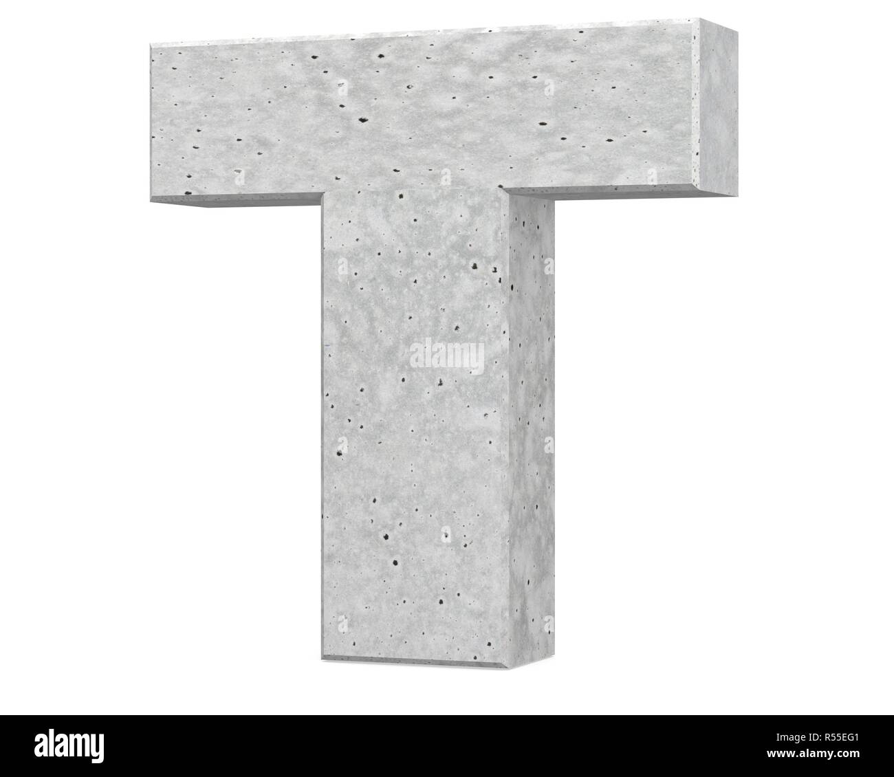 Concrete Capital Letter - T isolated on white background . 3D render ...