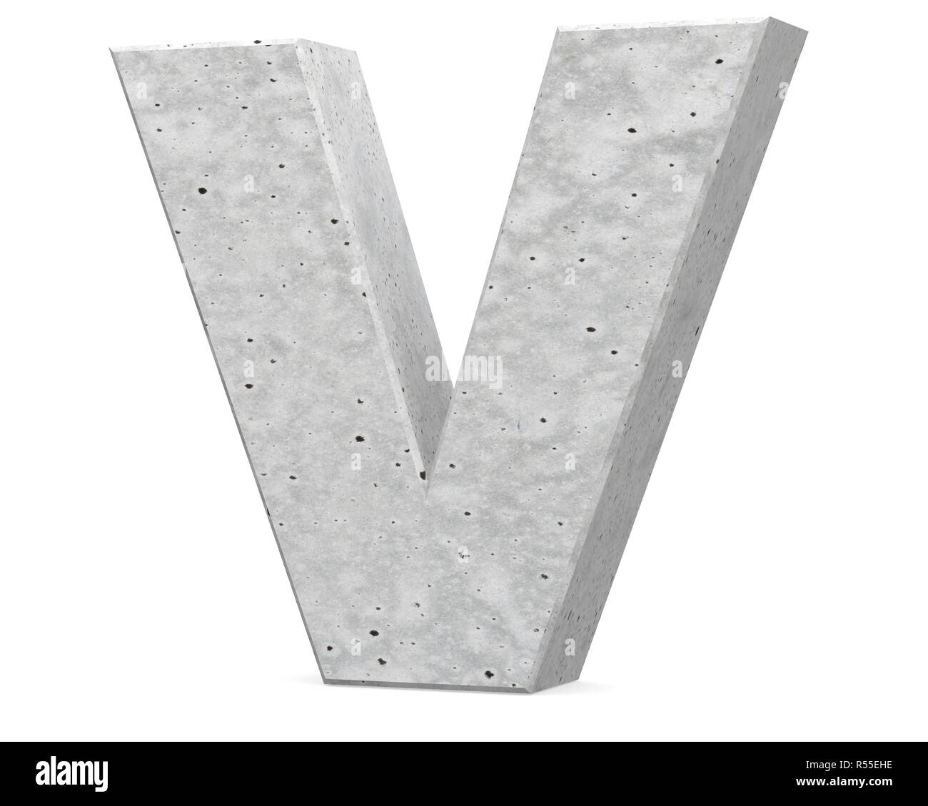 Concrete Capital Letter - V isolated on white background . 3D render ...