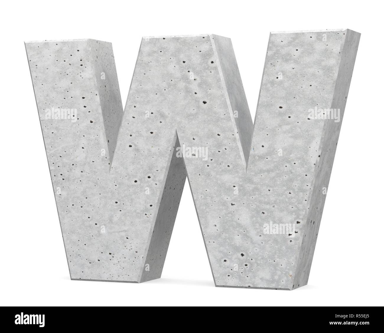 Concrete Capital Letter - W isolated on white background . 3D render ...