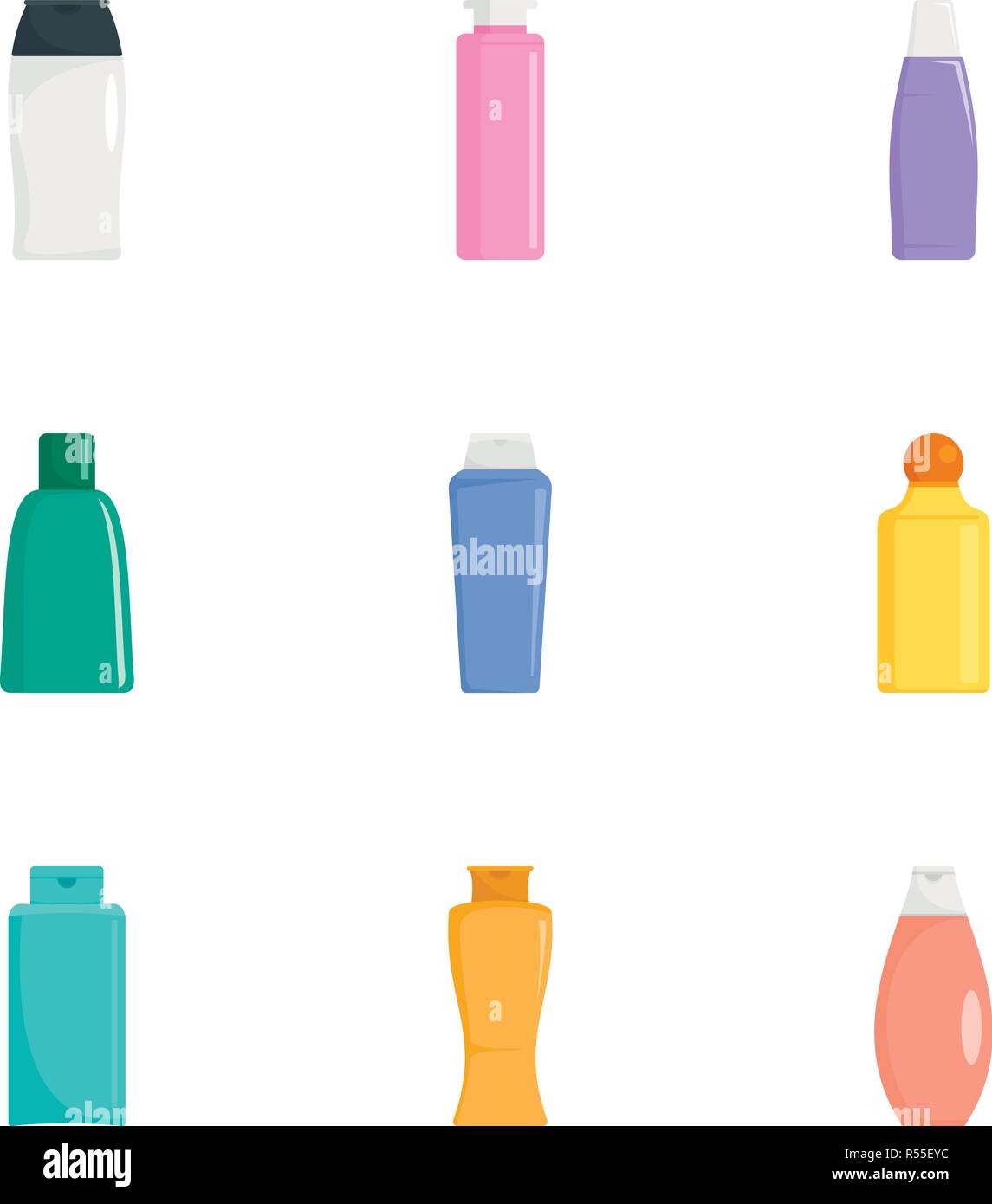 Cream bottle icon set. Flat set of 9 cream bottle vector icons for web ...