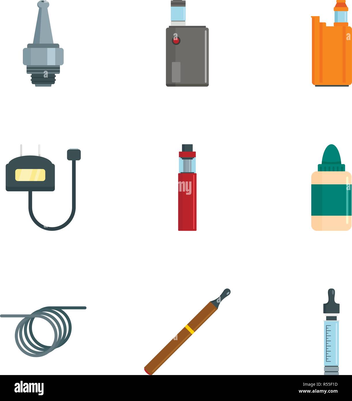 Smoke vaping icon set. Flat set of 9 smoke vaping vector icons for web ...