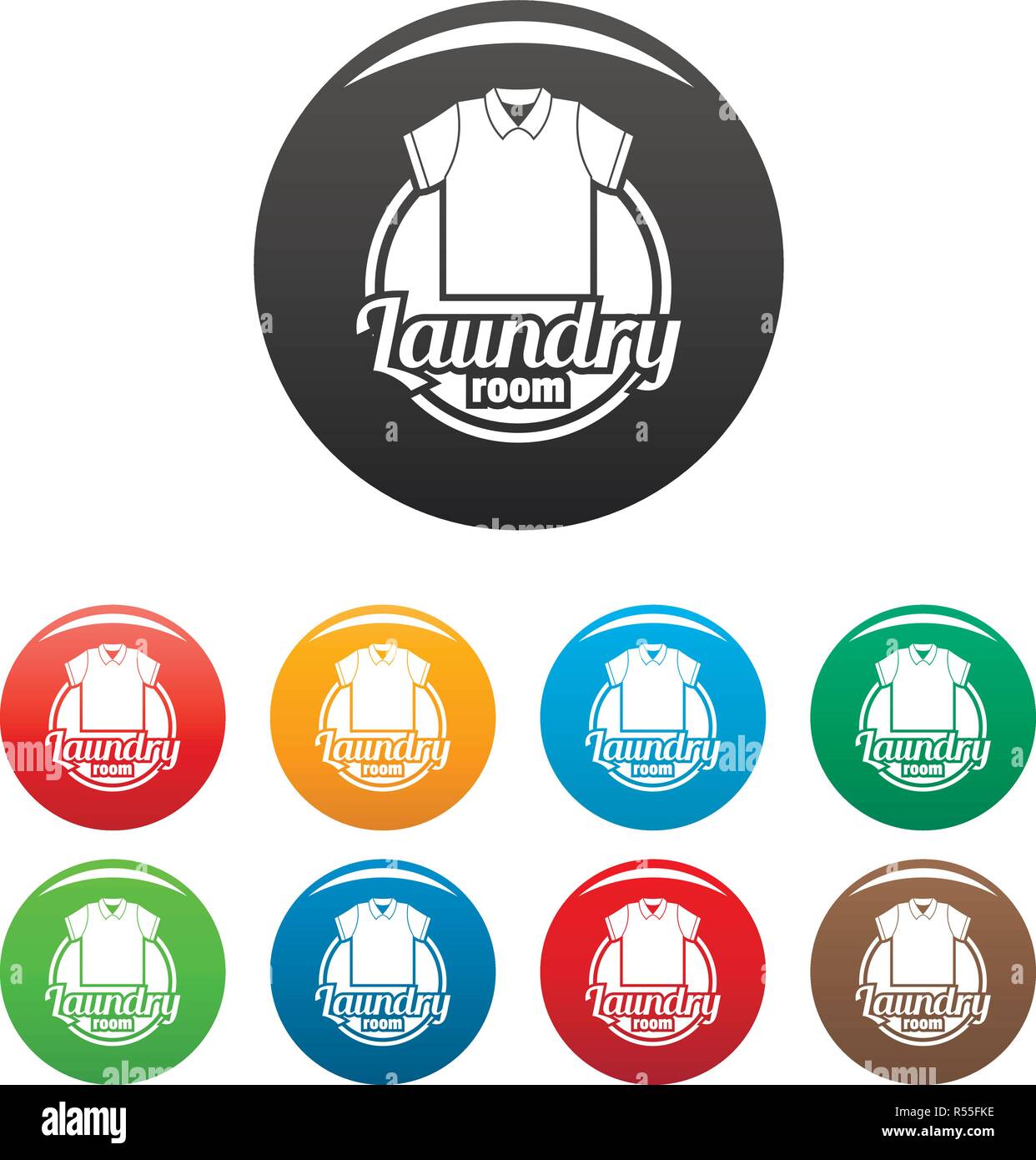 Clothes laundry room icons set 9 color vector isolated on white for any ...