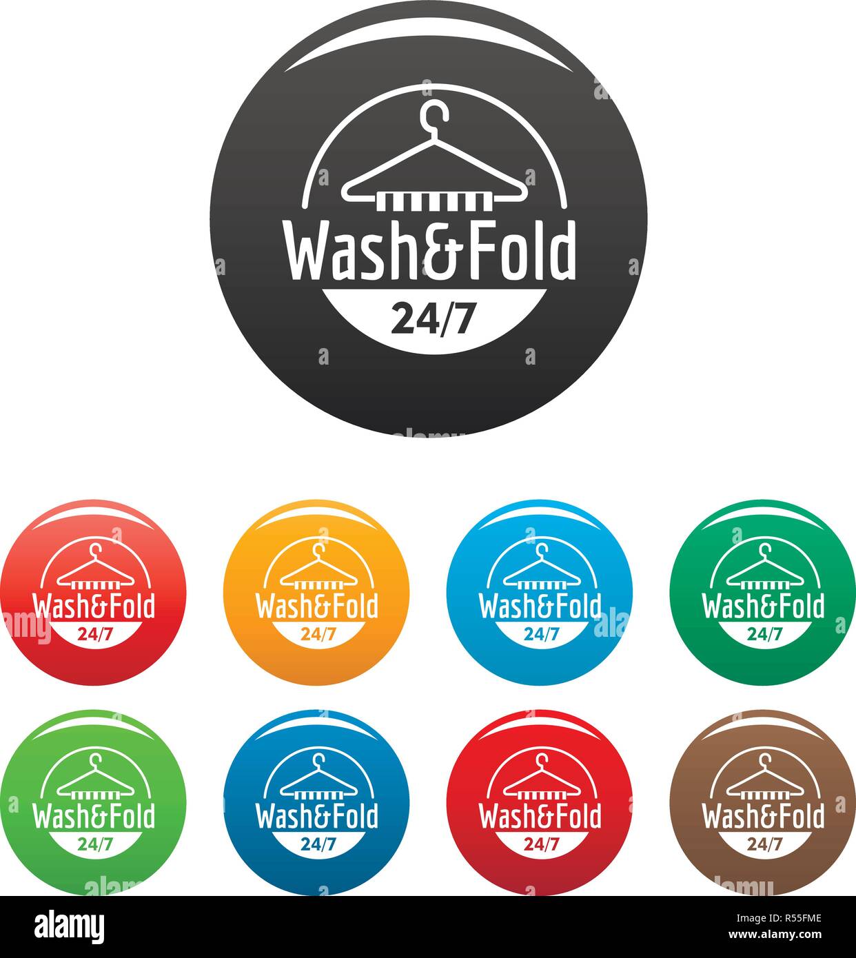 Wash and fold laundry icons set 9 color vector isolated on white for ...