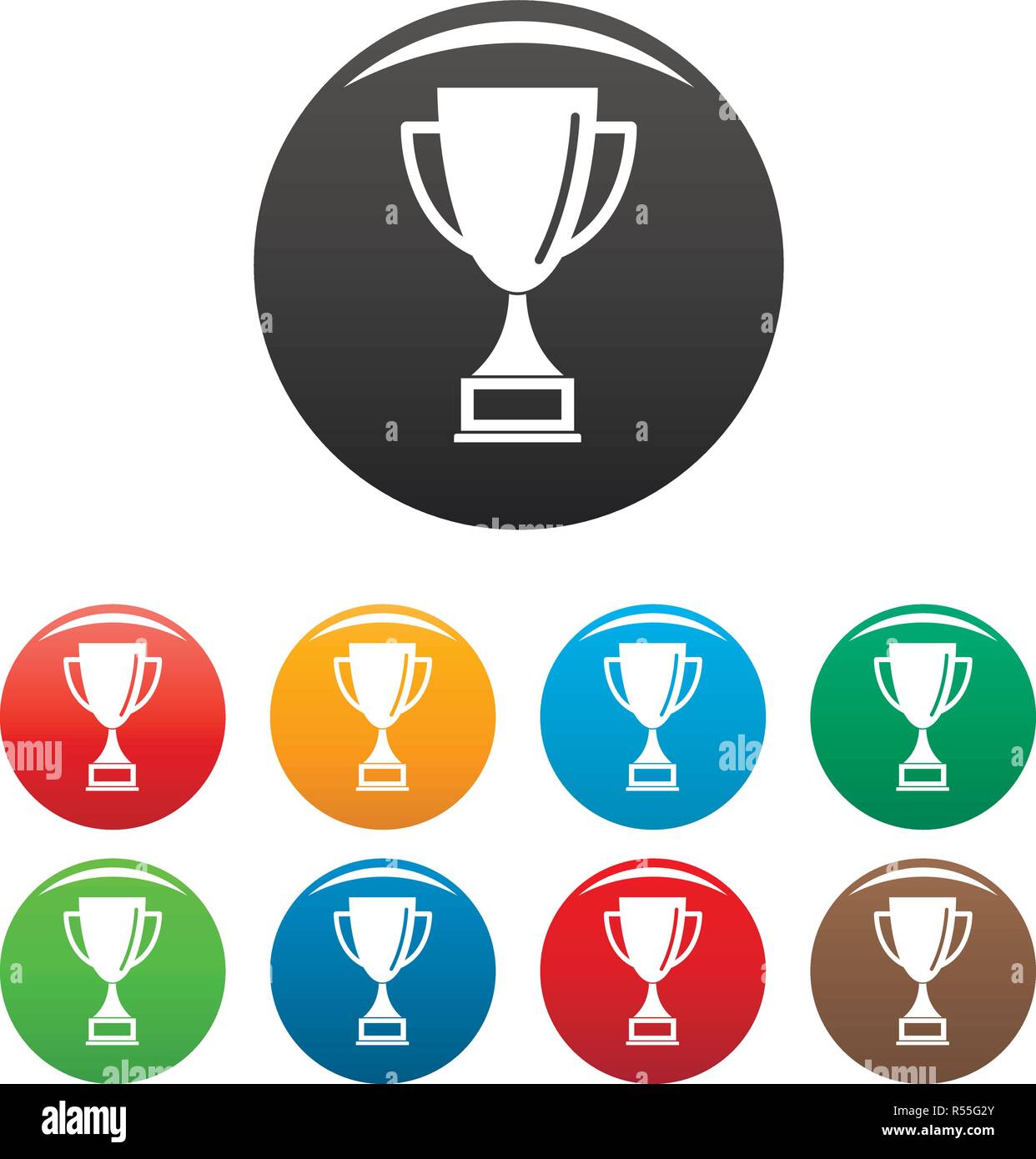 Bowling cup icons set 9 color vector isolated on white for any design ...