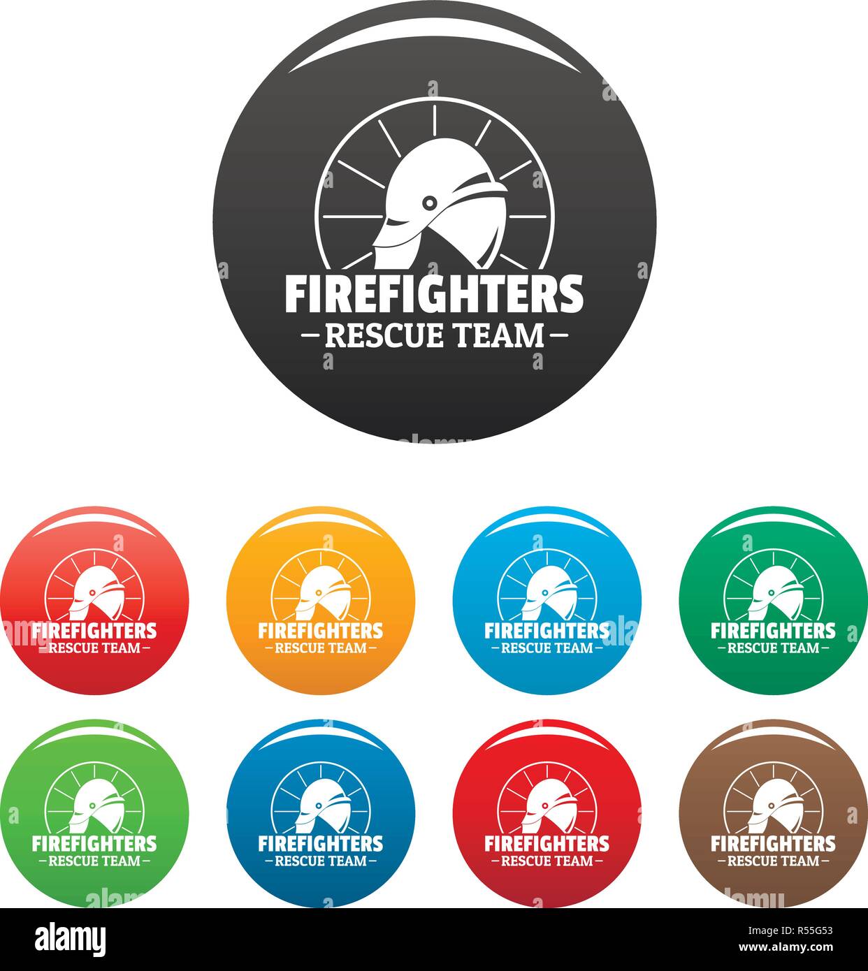 Firefighters rescue team icons set 9 color vector isolated on white for ...