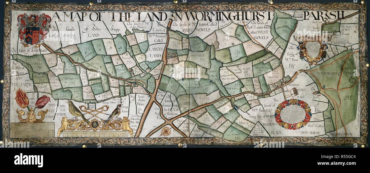 A map of the land in Worminghurst parish. Coloured map and description ...