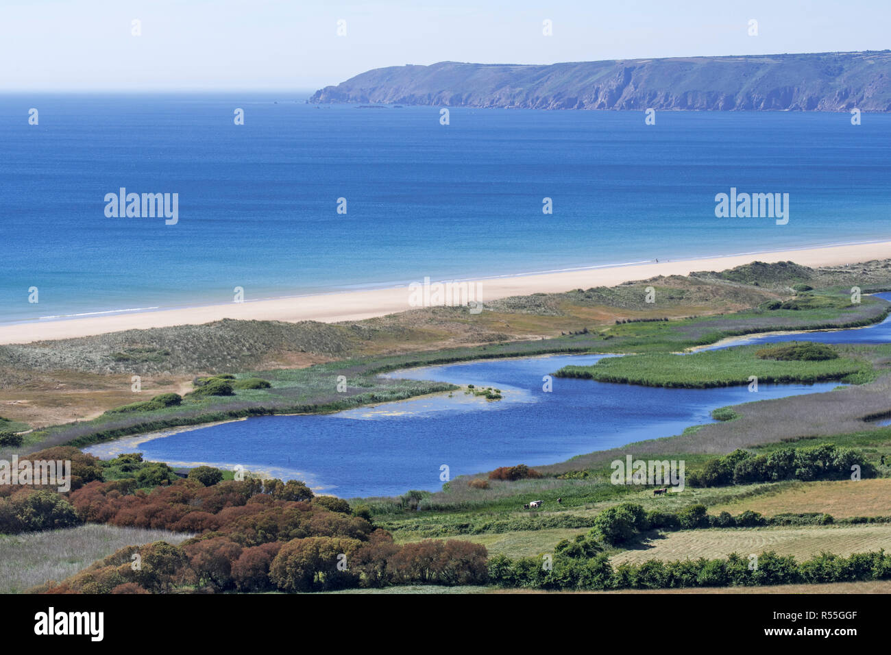View over Nez de Jobourg and the Réserve Naturelle Nationale de la Mare ...