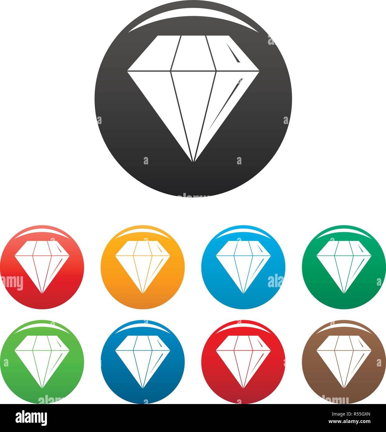 Diamond stone icons set 9 color vector isolated on white for any design ...