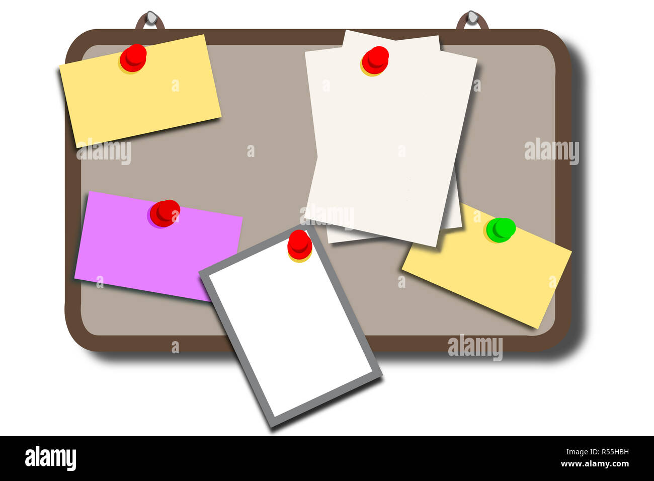 pin board with different colored note papers,illustration Stock Photo ...