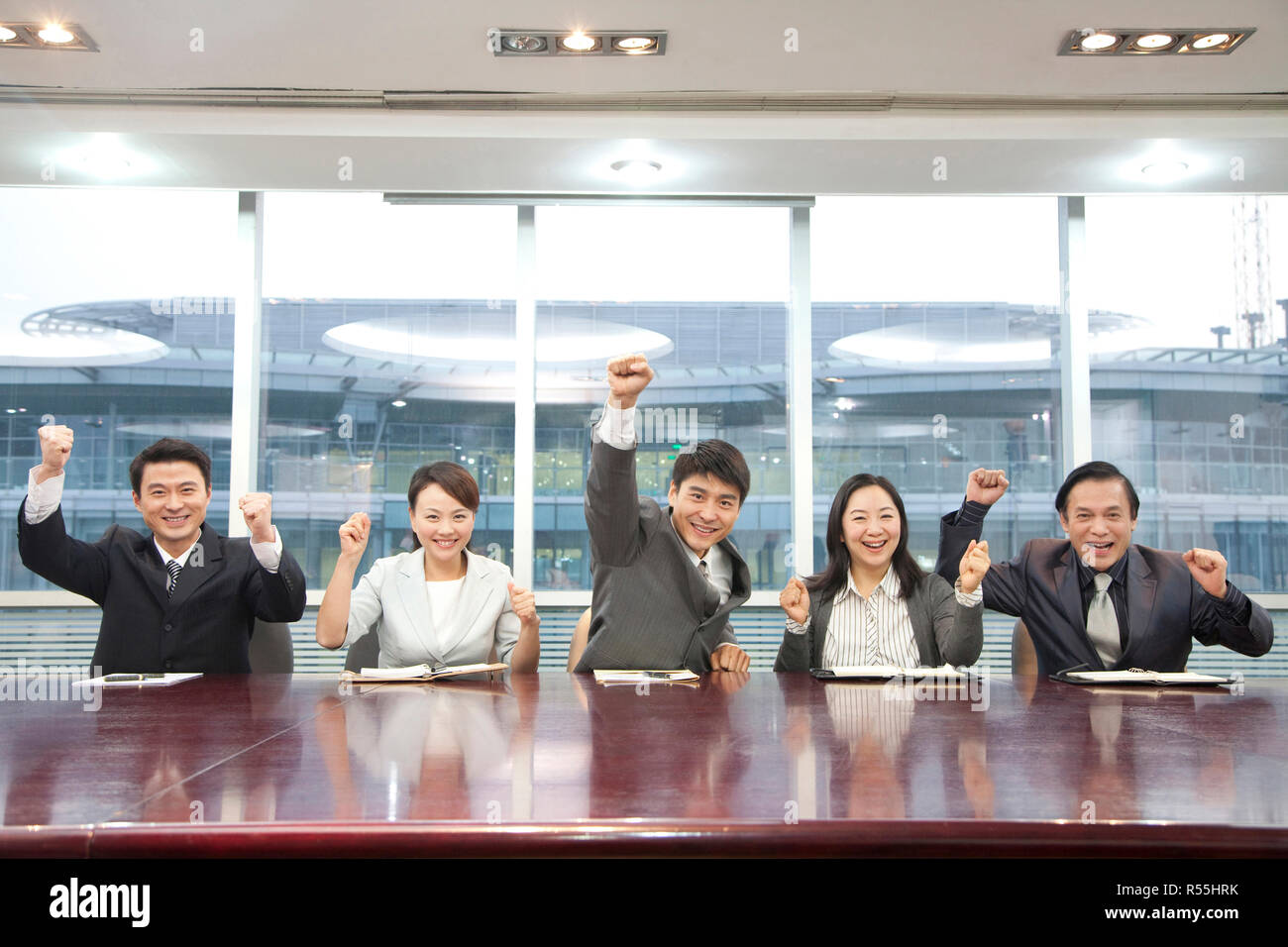 Business Team Cheering Stock Photo - Alamy