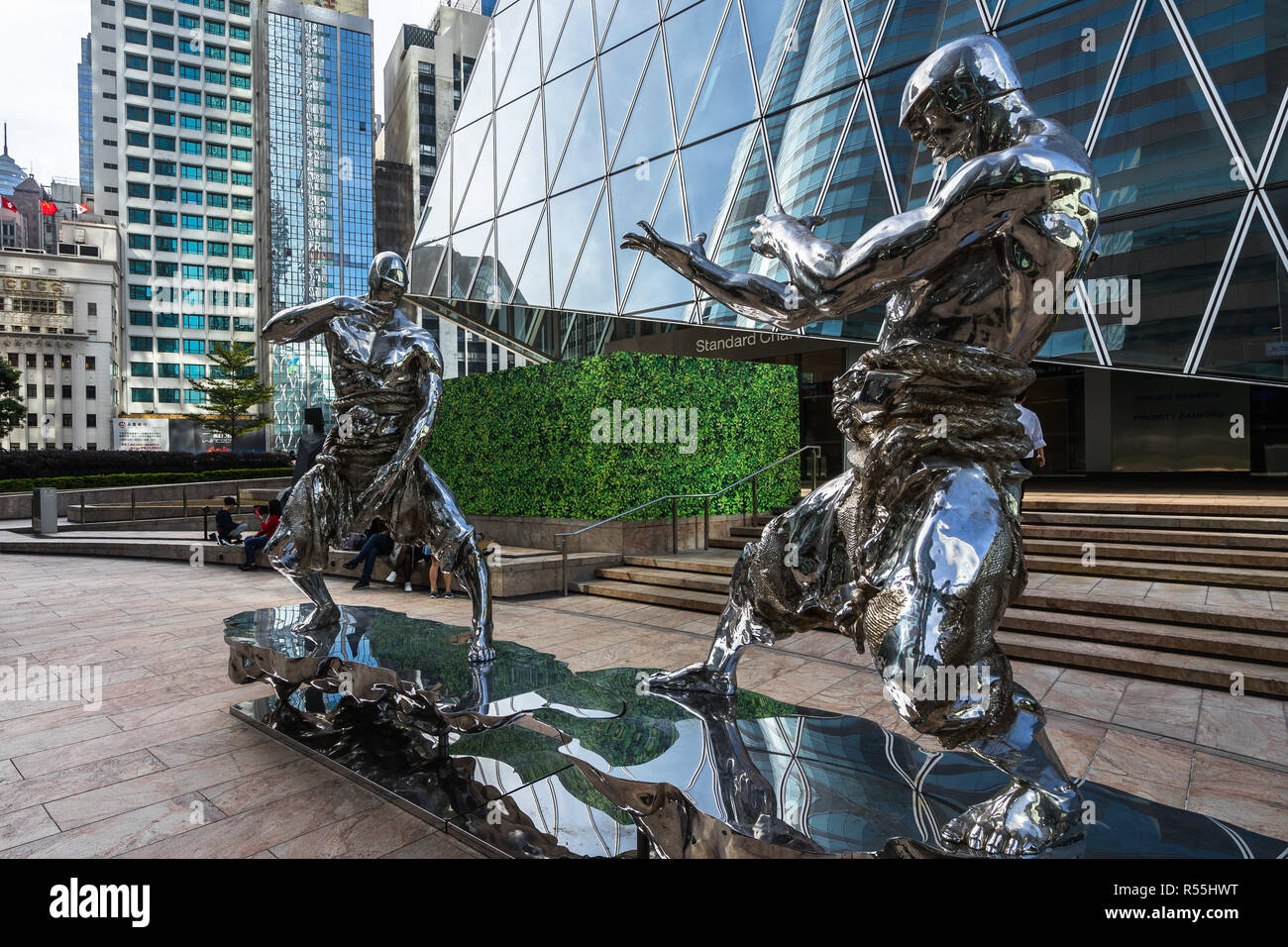 Warrior sculpture "Above the clouds" by Ren Zhe at Hong Kong Exchange ...