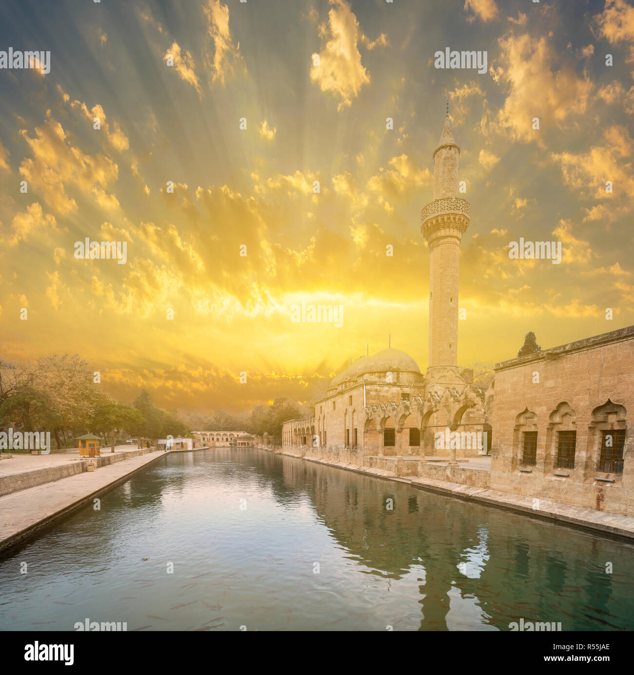 Sunrise at Abraham's Pool ( Turkish; Balikli Göl ) , Urfa, Turkey Stock ...