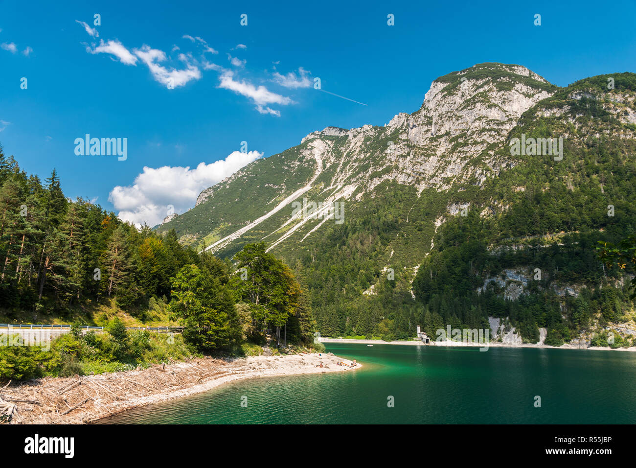 The lake of Predil, in the Julian Alps near Tarvisio, during the summer ...