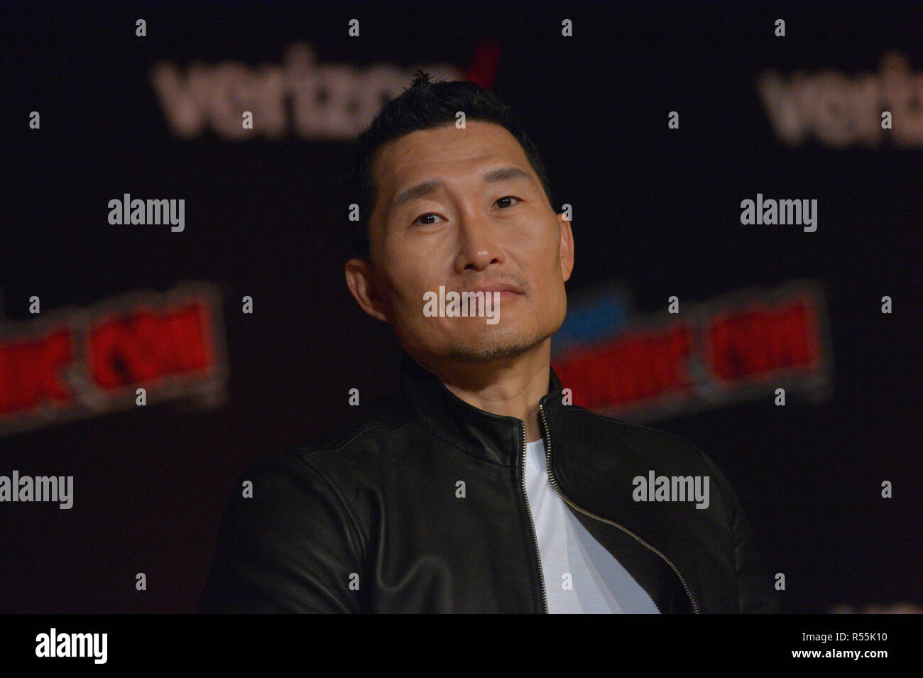 Daniel Dae Kim speaks onstage at the Hellboy panel during New York ...