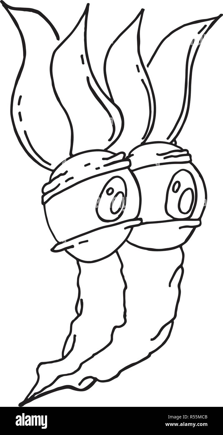 Strange monster creature sketched in line art - vector Stock Vector ...