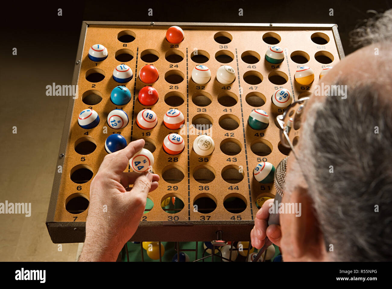 Bingo caller at work Stock Photo - Alamy