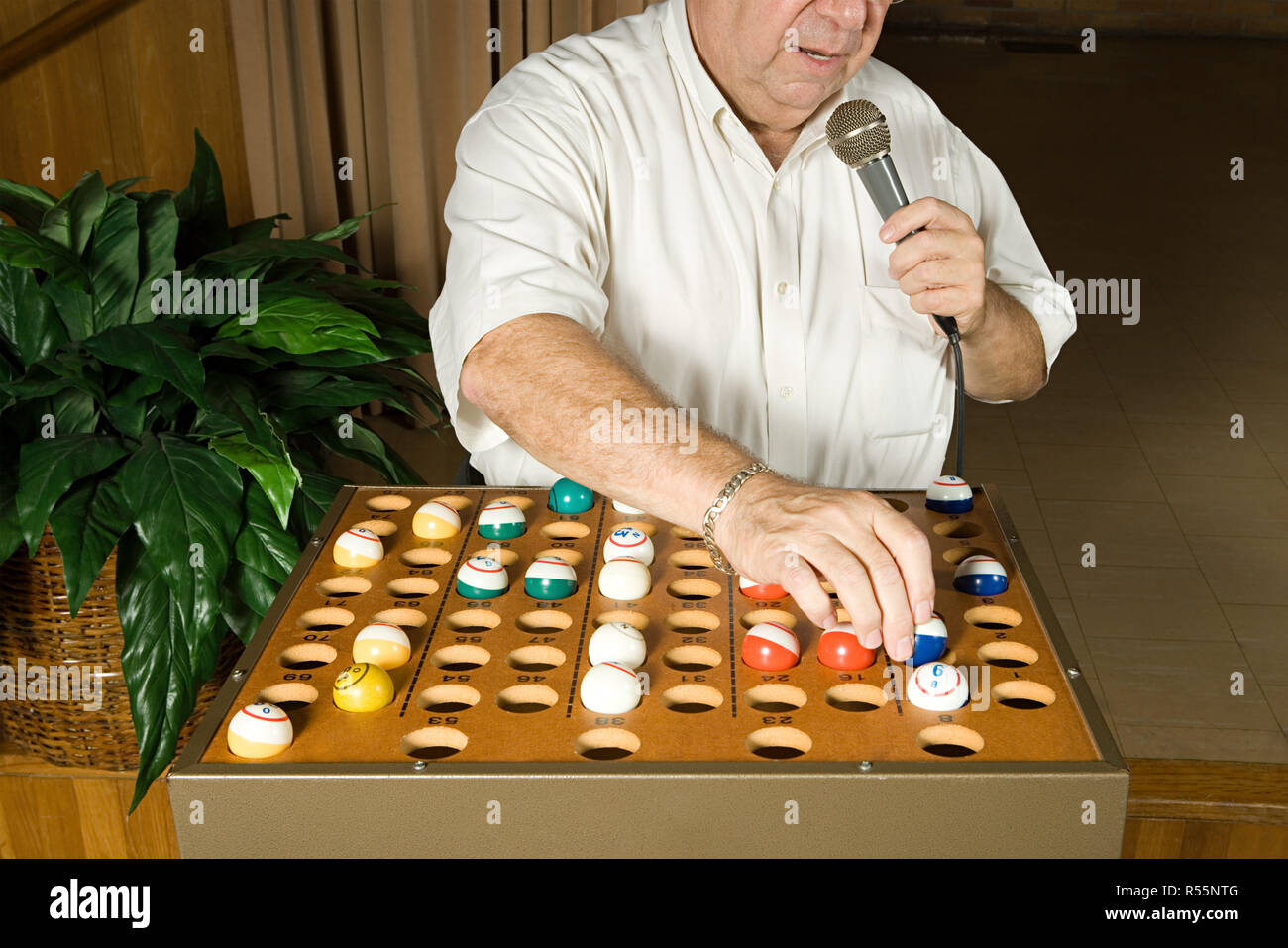 Bingo caller at work Stock Photo - Alamy