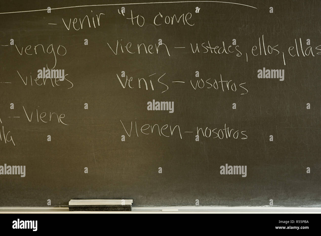 Spanish text written on a blackboard Stock Photo - Alamy
